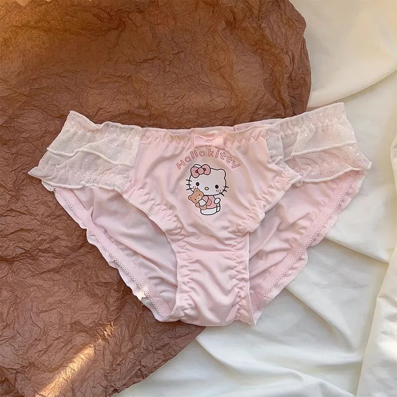 Harajuku Kawaii Underwear Pink Hello Kitty Bra Panties Lingerie Set ...