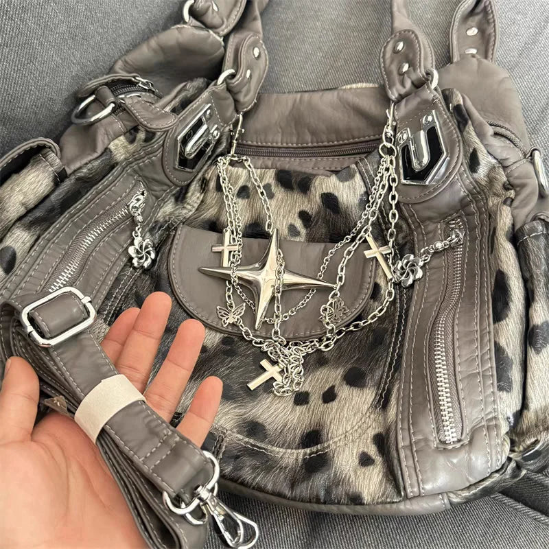 Womens Y2K Aesthetic Gyaru Fashion Leopard Print Purse – The Kawaii Factory