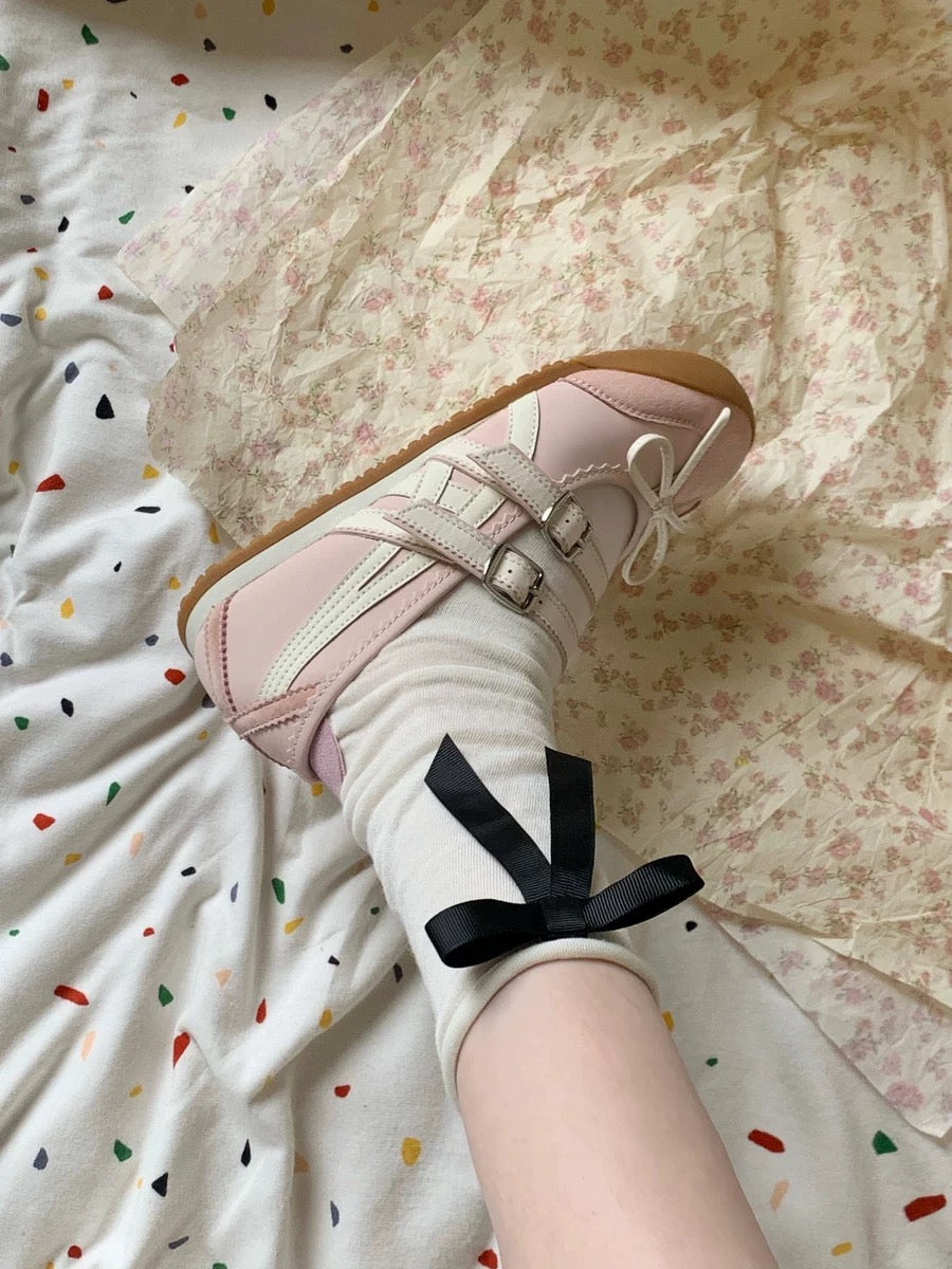 Womens Y2K Coquette Balletcore Aesthetic Sneaker Ballet Flats – The ...