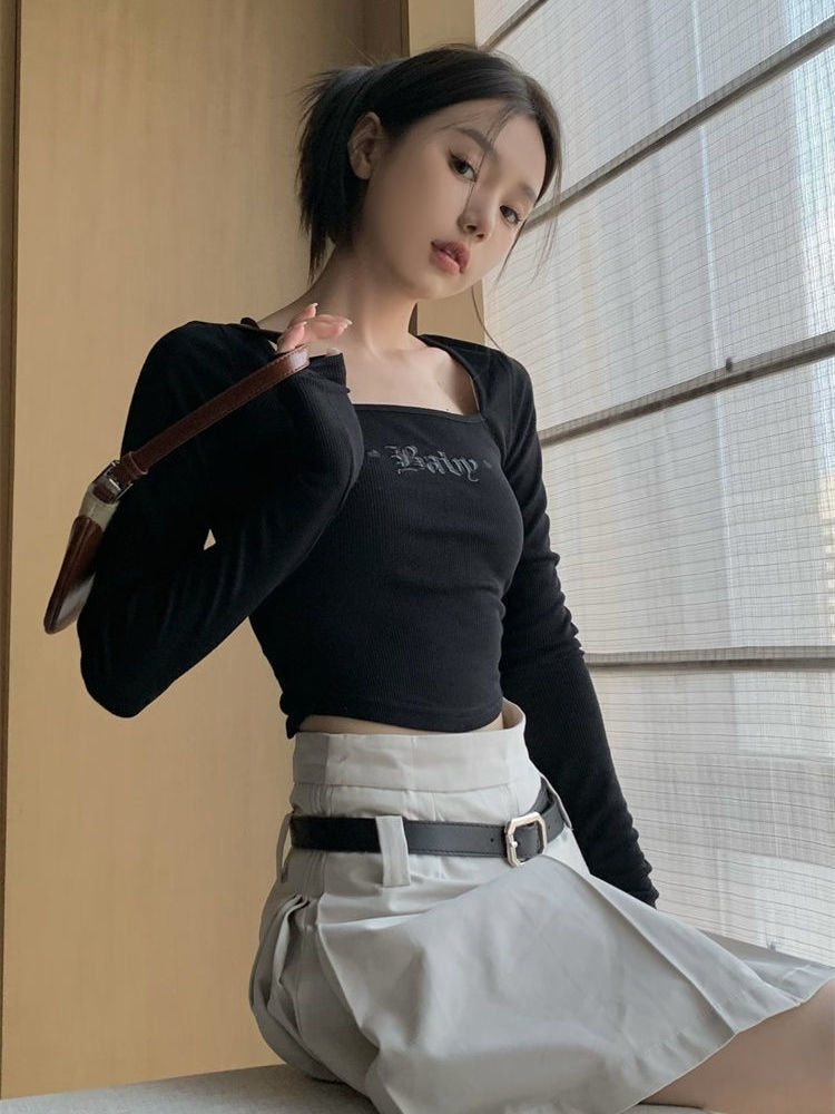 Balletcore Pink Pilates Princess Ribbed Knit Baby Top(Pink/Black) – The ...