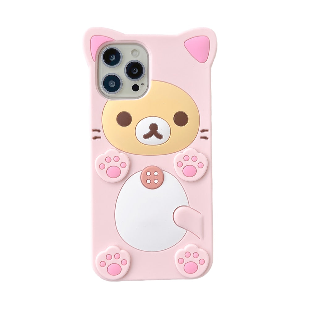 Harajuku Kawaii Rilakkuma Korilakkuma Pink Cat Silicone iPhone Case ...
