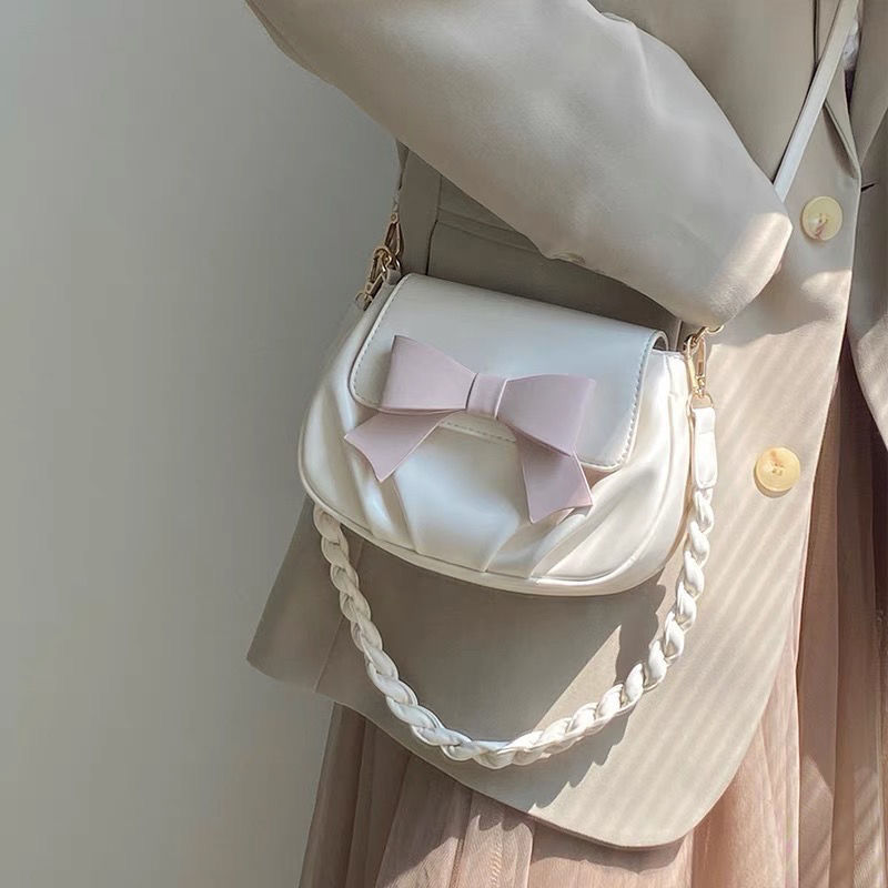 Kawaii Coquette Aesthetic Dollette Baby Pink Bow Shoulder Bag – The ...