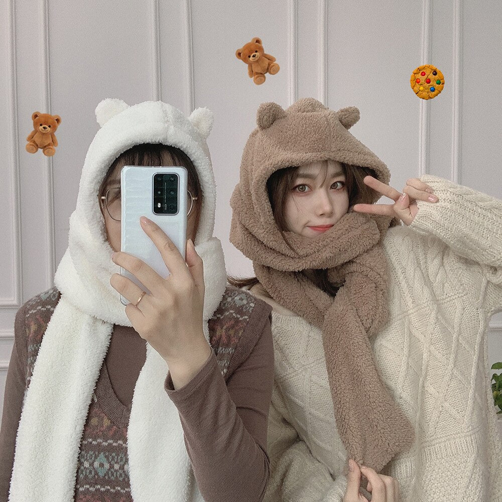 Blackpink Jennie Inspired Harajuku Bear Hat Hood Scarf (4 Colors) – The ...