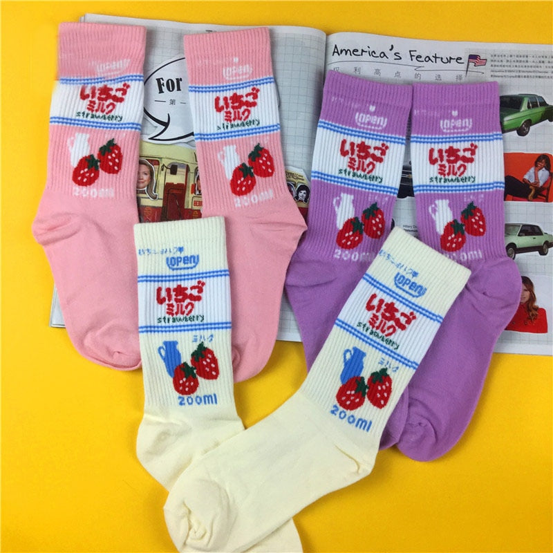 Japanese Ichigo Milk Ankle Socks – The Kawaii Factory